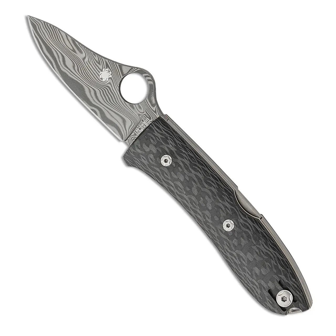 Spyderco SpyOpera Lock Back Carbon Fiber Handle Damasteel Blade Sprint ...
