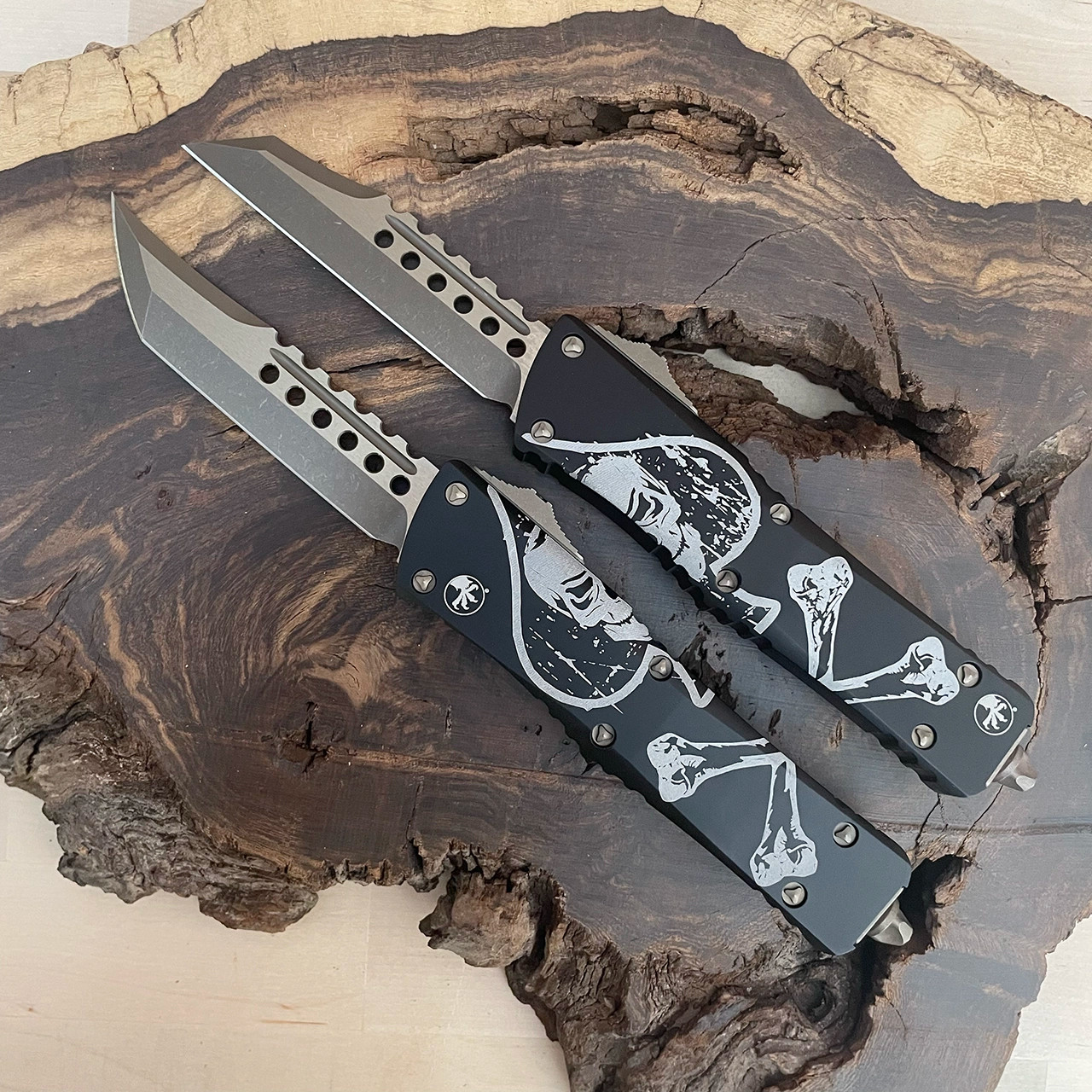 Microtech Combat Troodon Death Card Hellhound And Warhound Set Bronzed