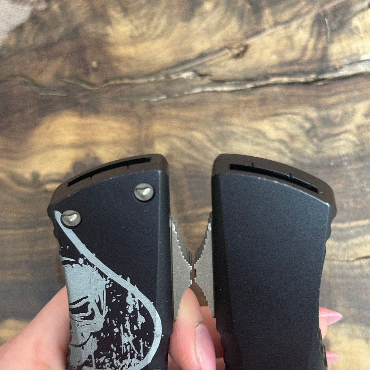 Microtech Combat Troodon Death Card Hellhound And Warhound Set Bronzed