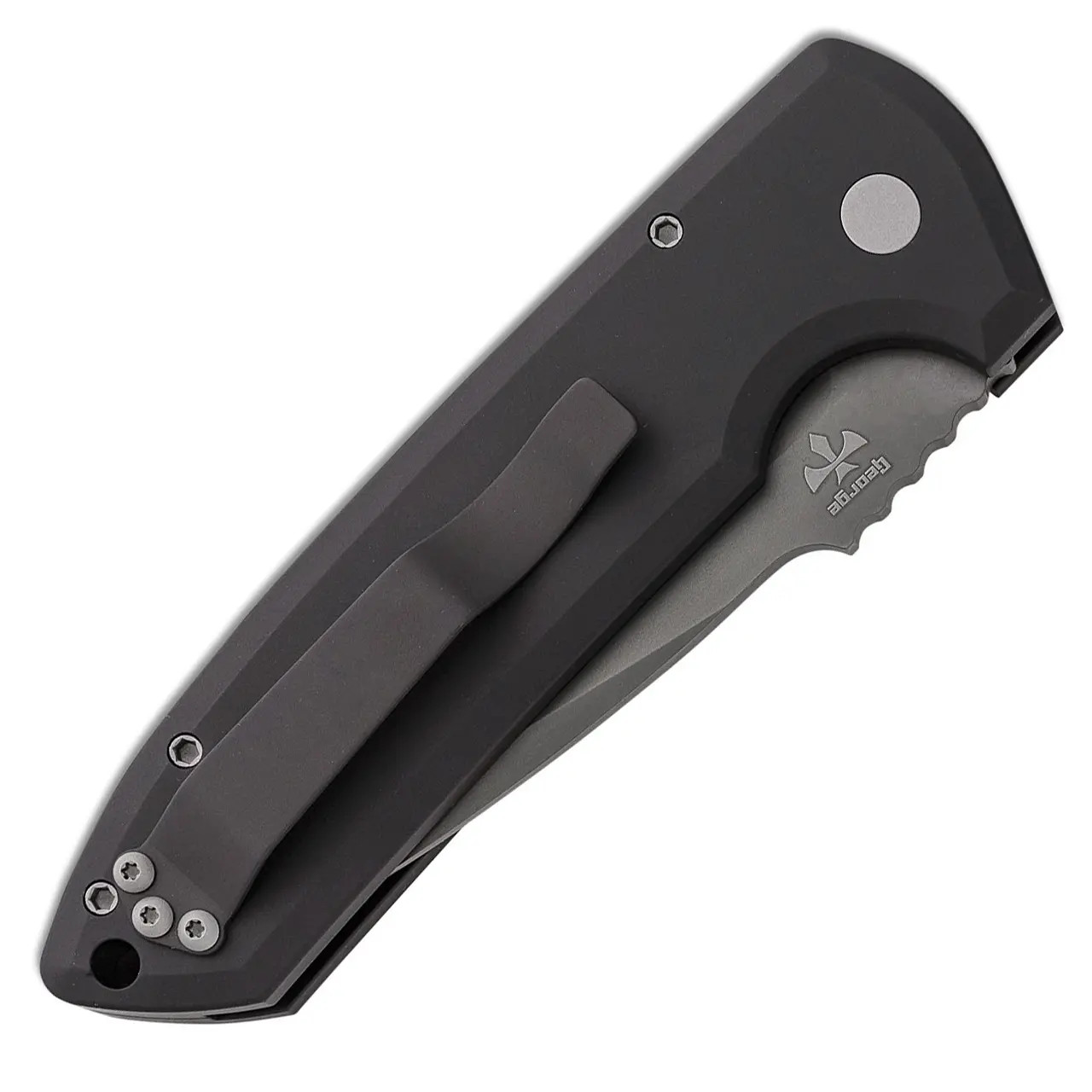 Pro Tech Les George Rockeye Auto Solid Black Handle Smoky Grey Dlc Cpm