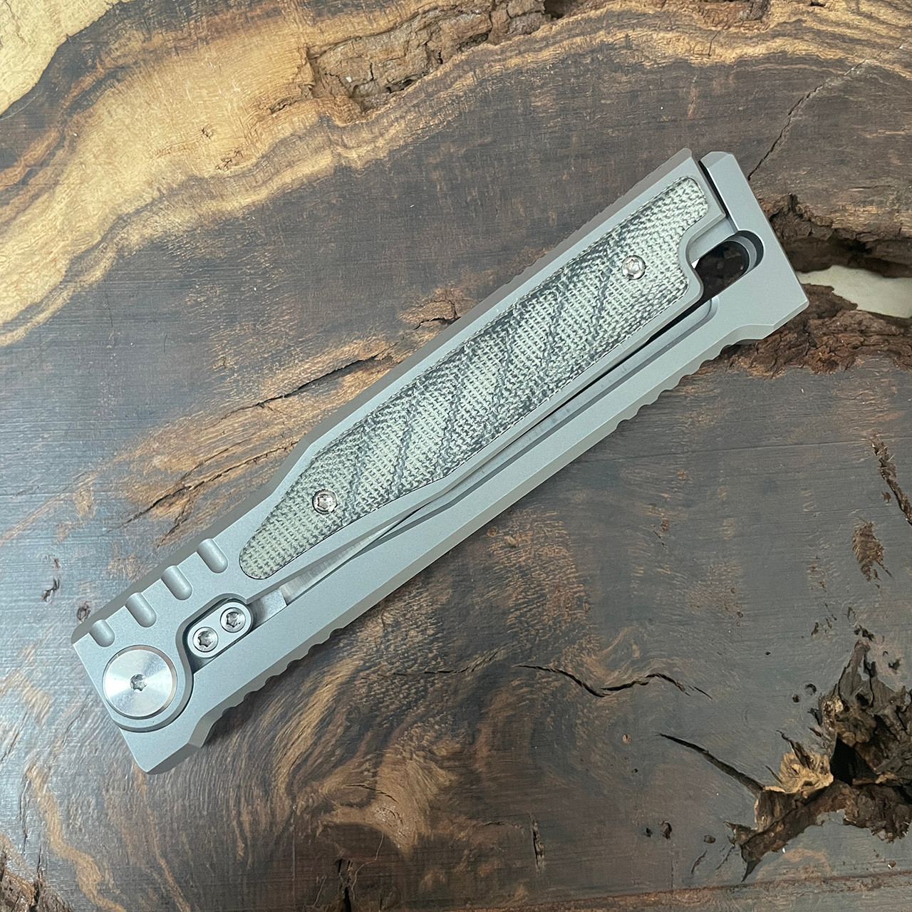 Reate Exo Se Gravity Knife Titanium Handle W Black Micarta Inlay