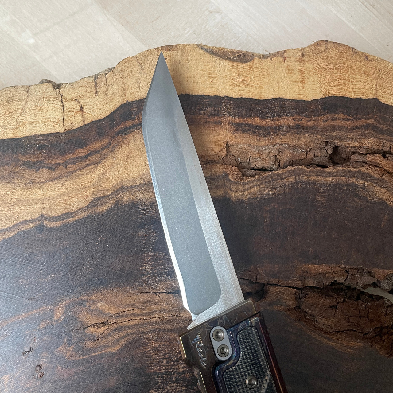 Reate EXO T/E Gravity Knife Anodized Titanium Handle w/ Black Micarta ...