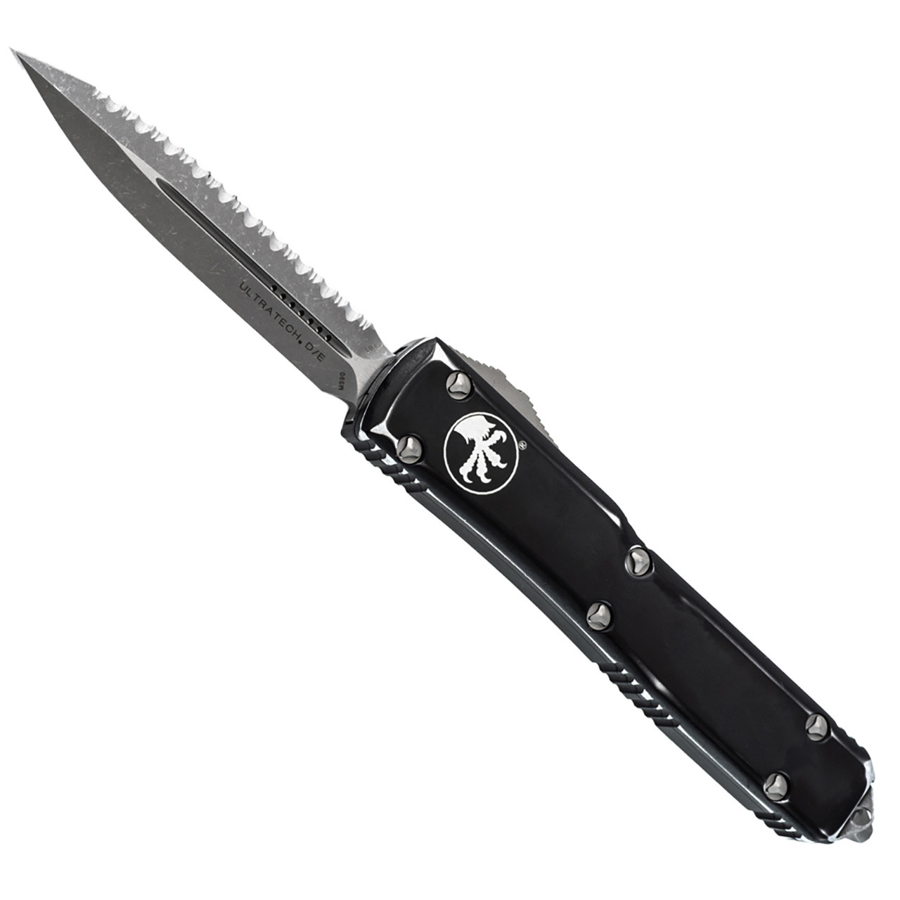 Microtech Ultratech D/E Distressed Black Apocalyptic Full Serrated 122 ...