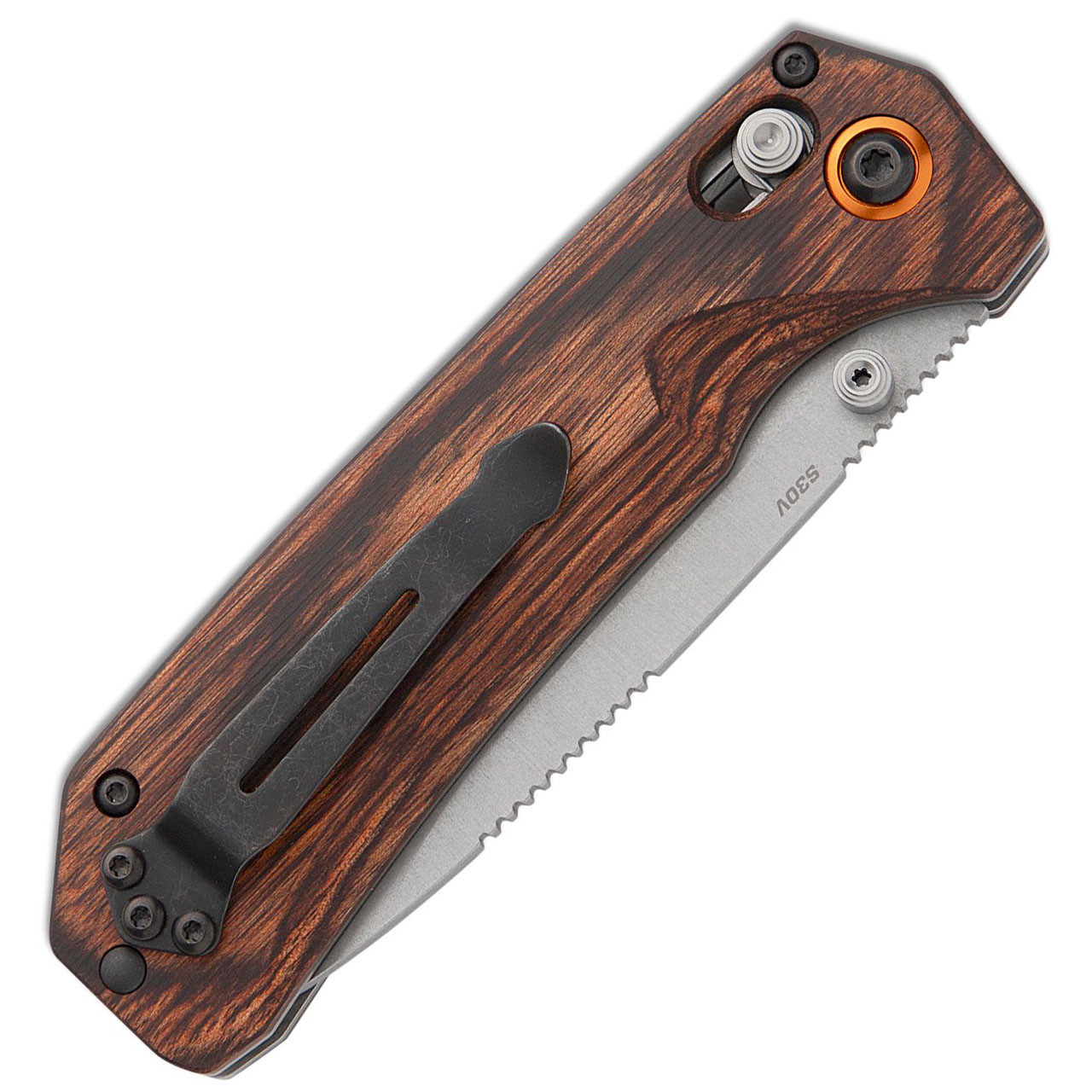 Benchmade Grizzly Creek Axis Lock Stabilized Wood Handles Satin Blade ...