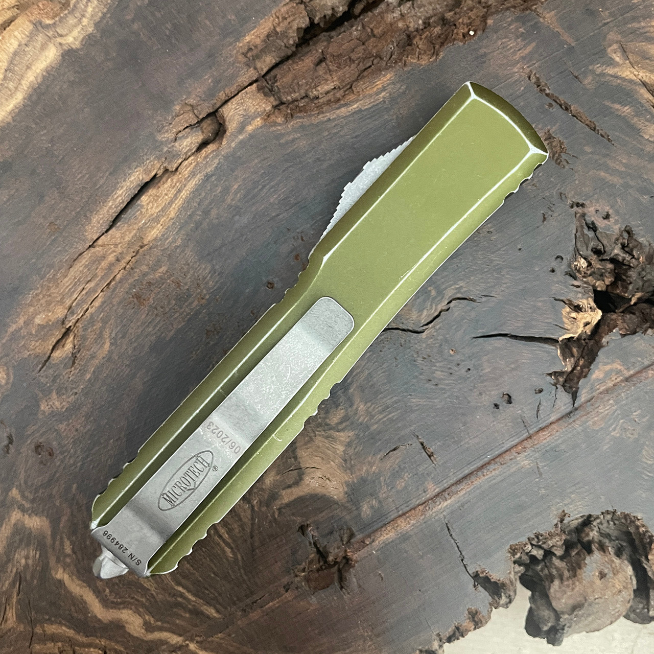 Microtech Ultratech D/E Distressed OD Green Apocalyptic Double Full ...