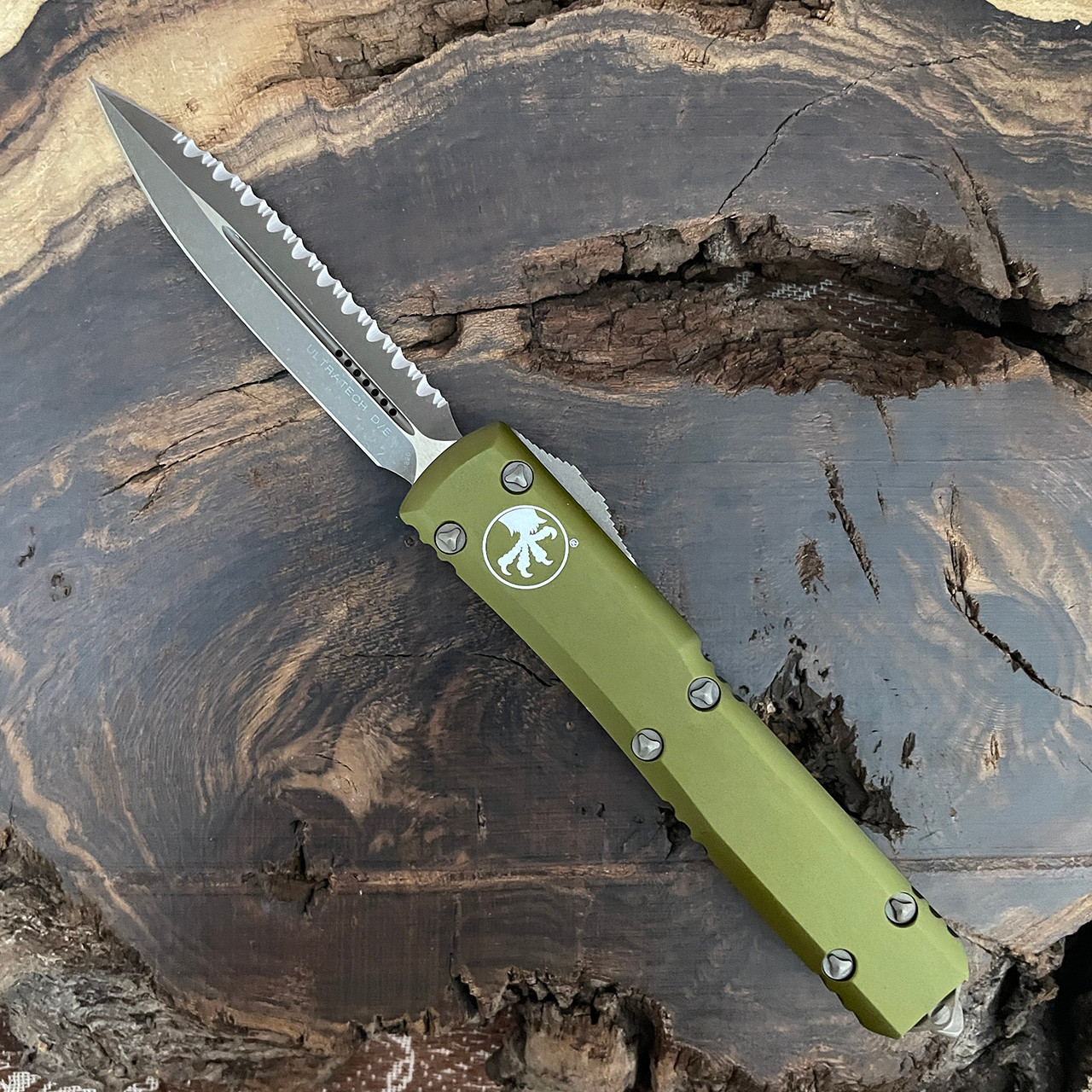 Microtech Ultratech De Od Green Bronzed Apocalyptic Full Serrated 122