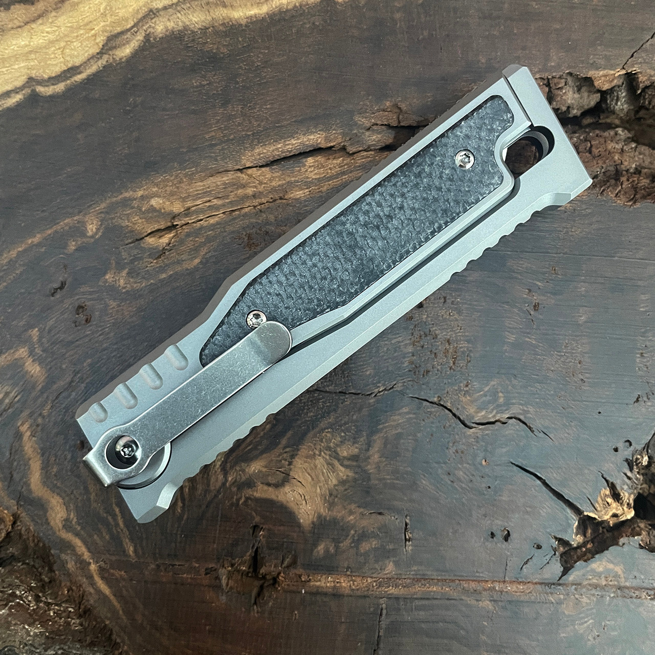 Reate Exo M Te Gravity Knife Titanium Handle W Black Micarta Inlay