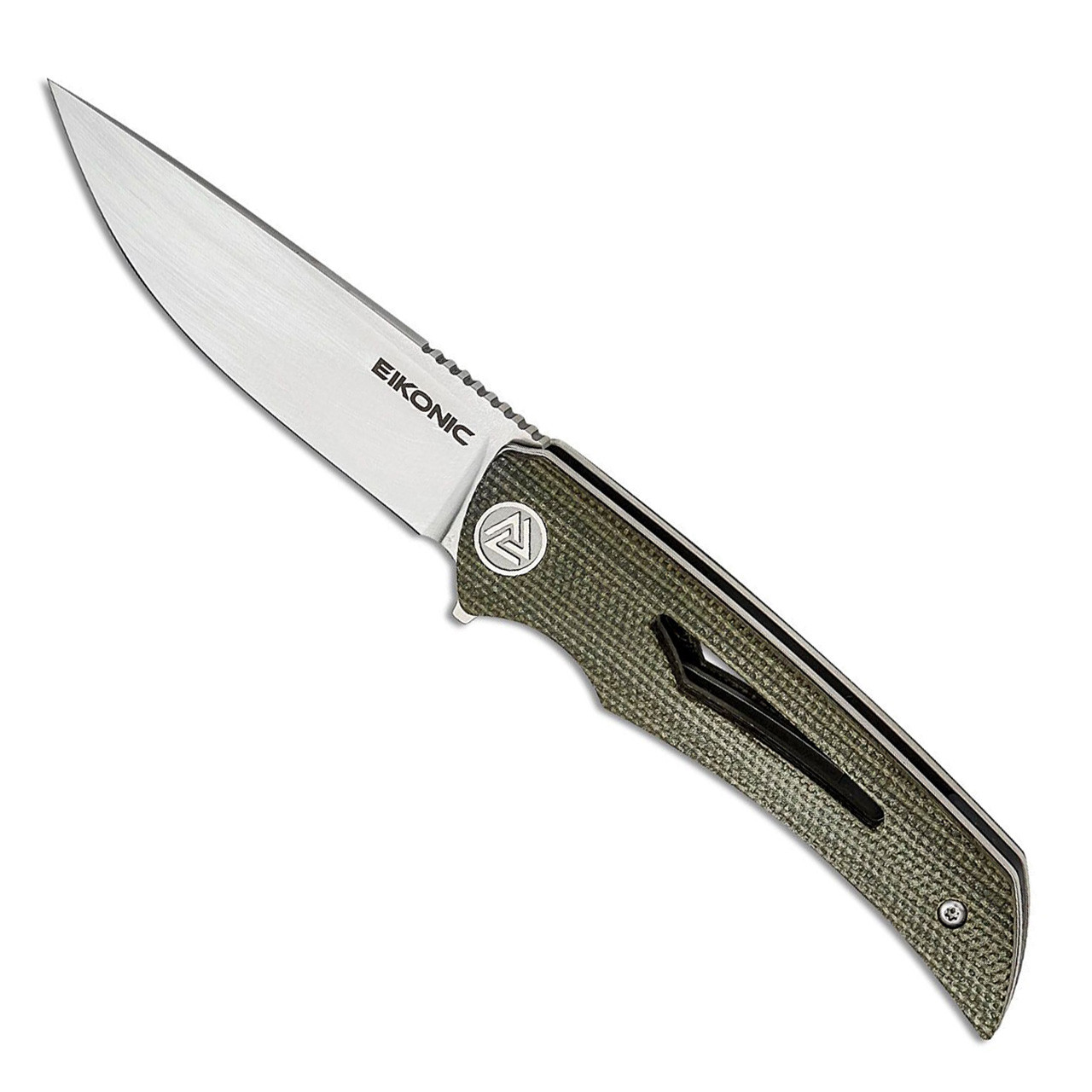 Eikonic Knives SharpByDesign Aperture Liner Lock Olive Canvas Micarta ...