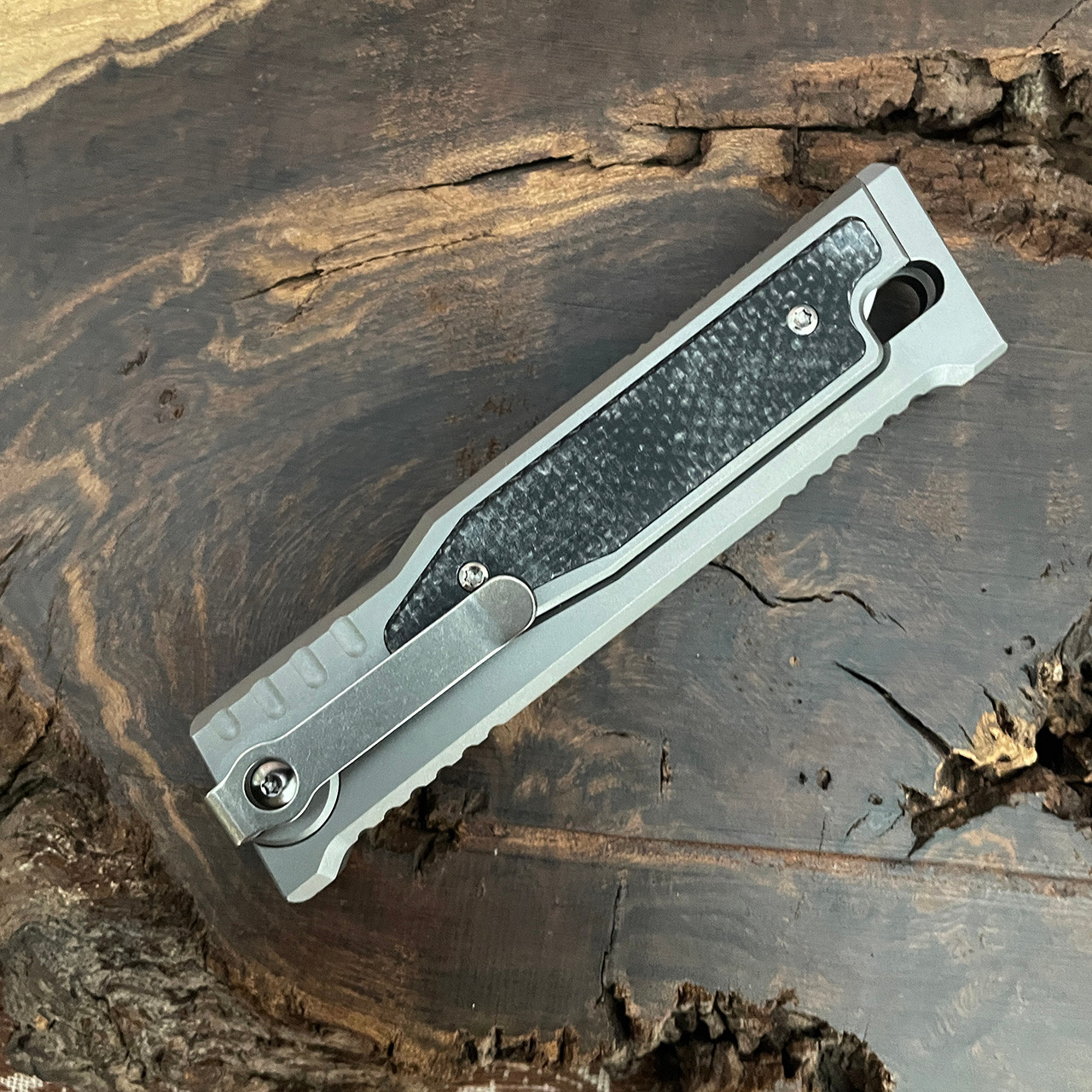 Reate Exo M Se Gravity Knife Titanium Handle W Black Micarta Inlay