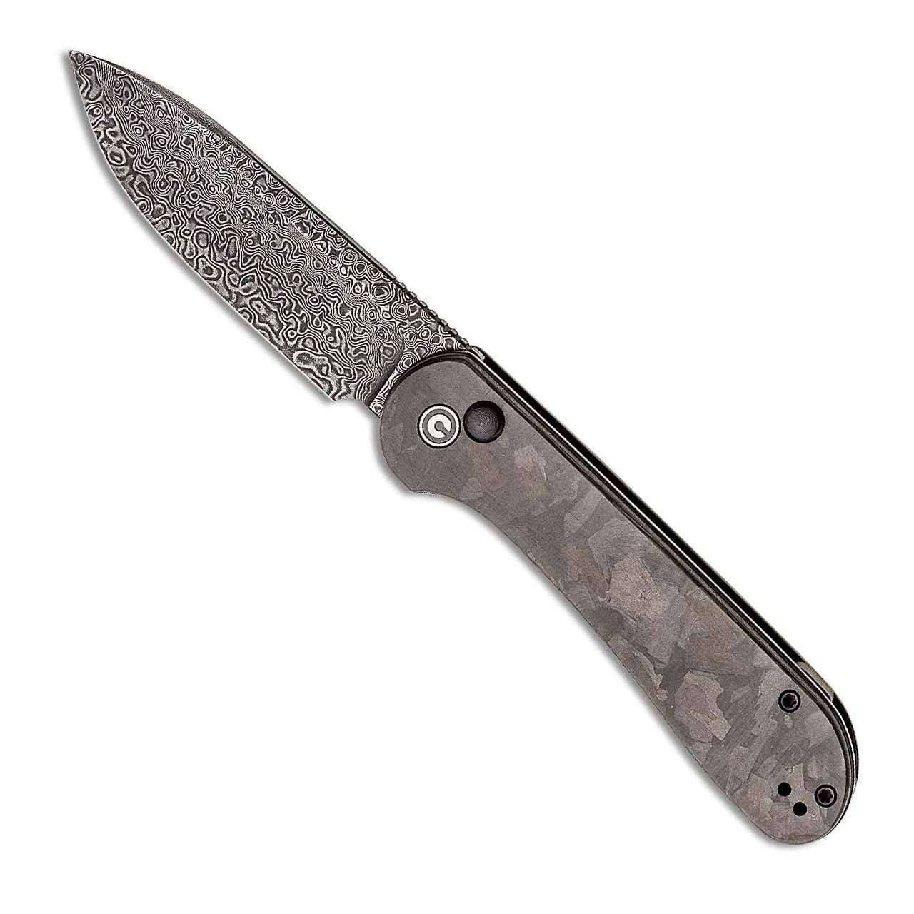 Civivi Elementum Button Lock Marble Carbon Fiber Handle Damascus Blade ...