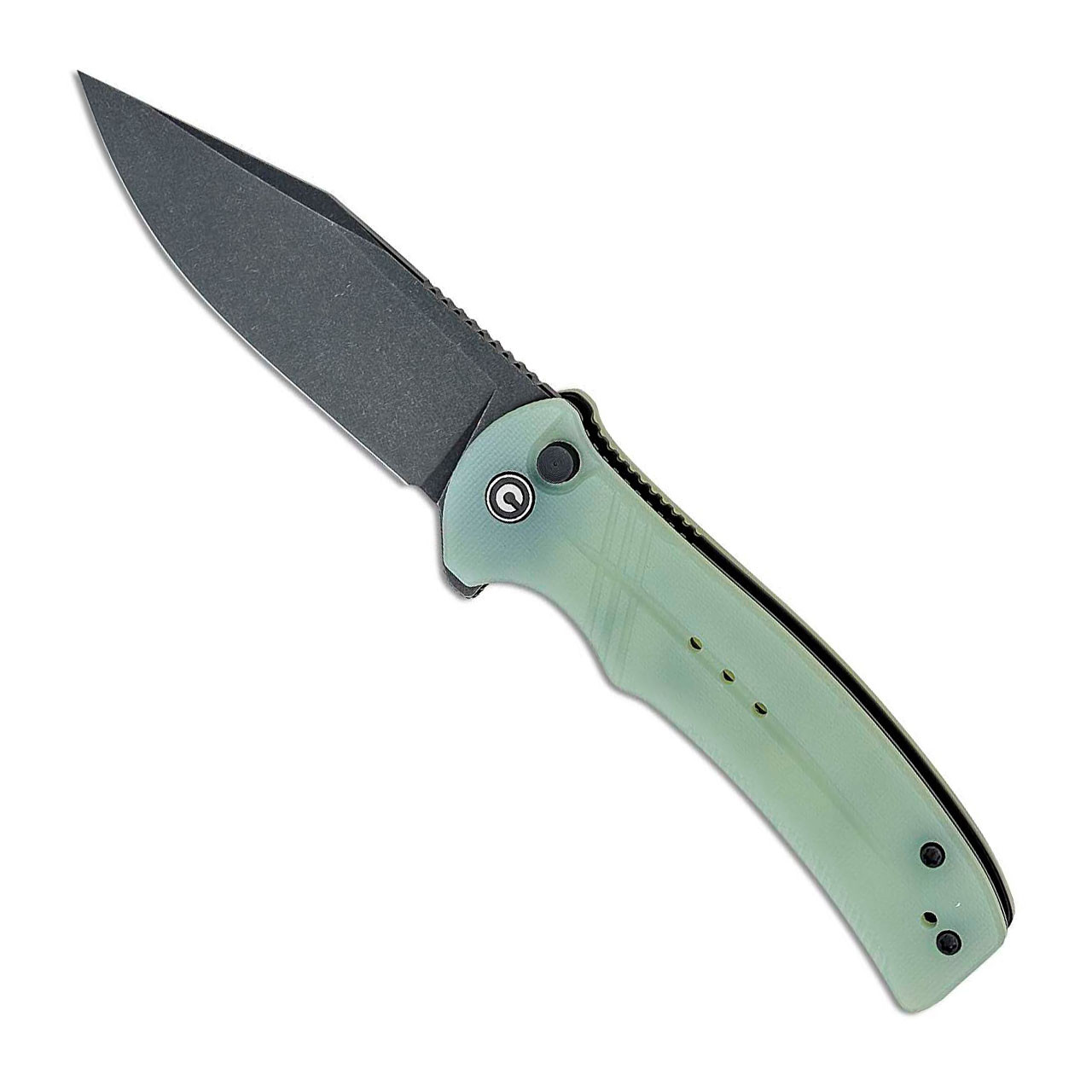 Civivi Cogent Button Lock Natural Jade G10 Handle Blackwashed Blade ...