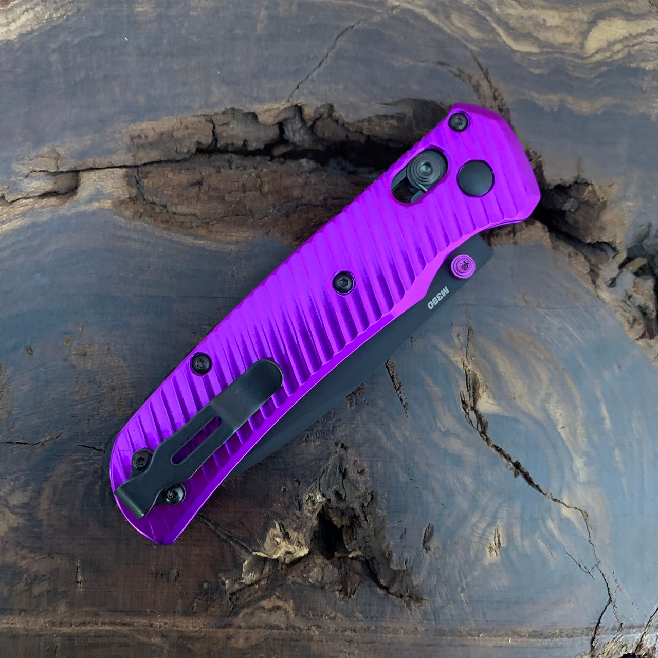 Benchmade Bugout Axis Lock Purple Aluminum Handle Black M390 Blade AE ...