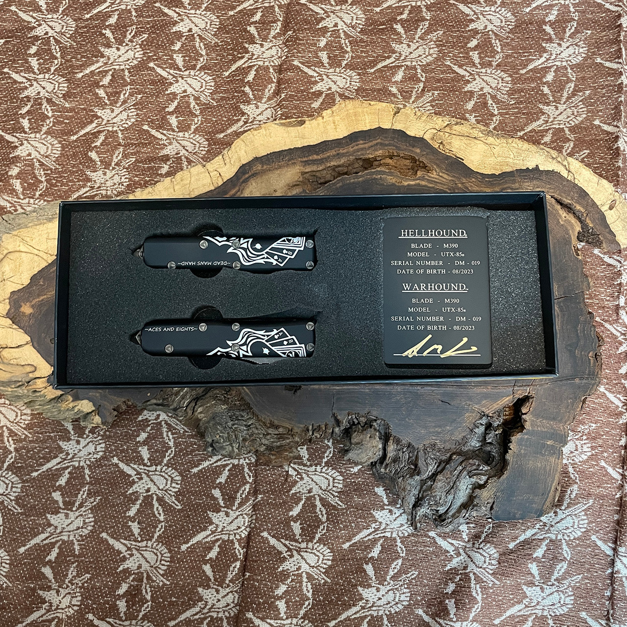 Microtech Utx 85 Dead Mans Hand Hellhound And Warhound Set Bronzed
