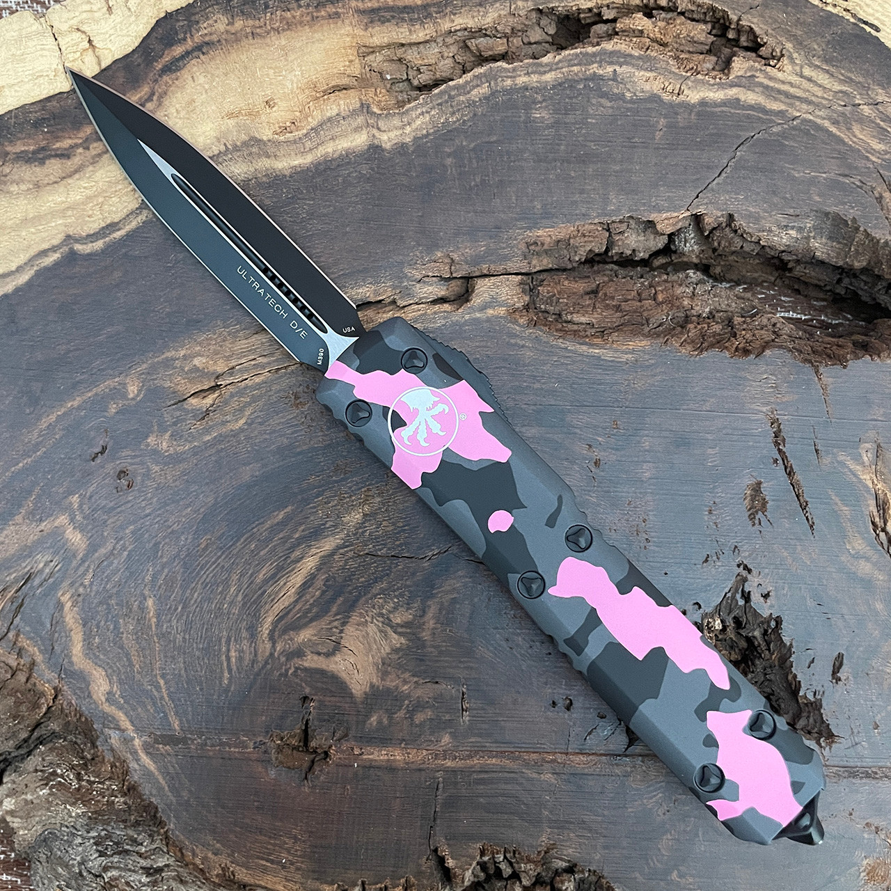 Microtech Ultratech D/E Pink Camo Standard Signature Series 122-1PKCS ...