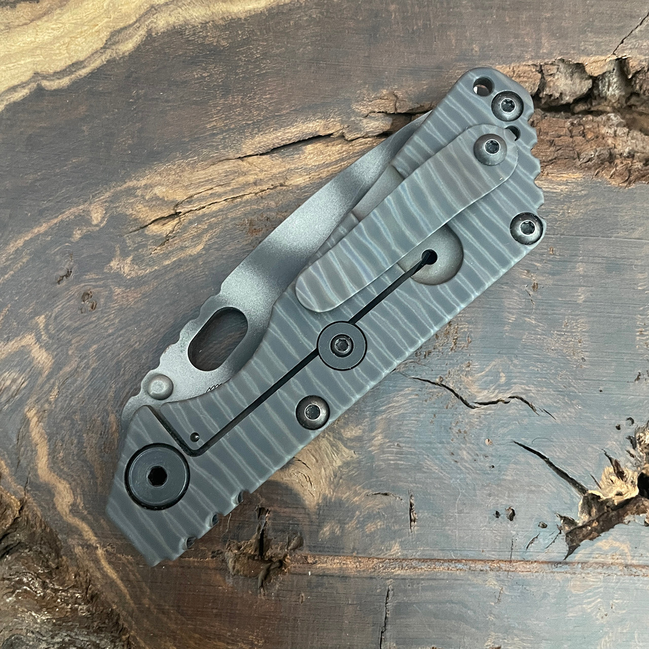 Strider Knives Hybrid SNG Black Gunner Grip Flamed Ti Handle Tiger ...