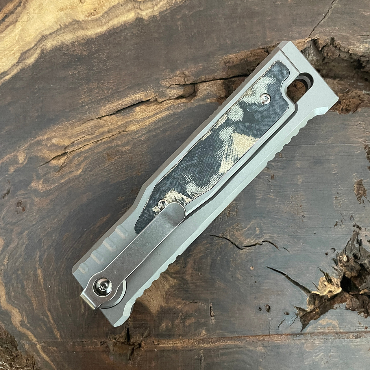 Reate EXO M T/E Gravity Knife Titanium Handle w/ Burl Linen Micarta ...