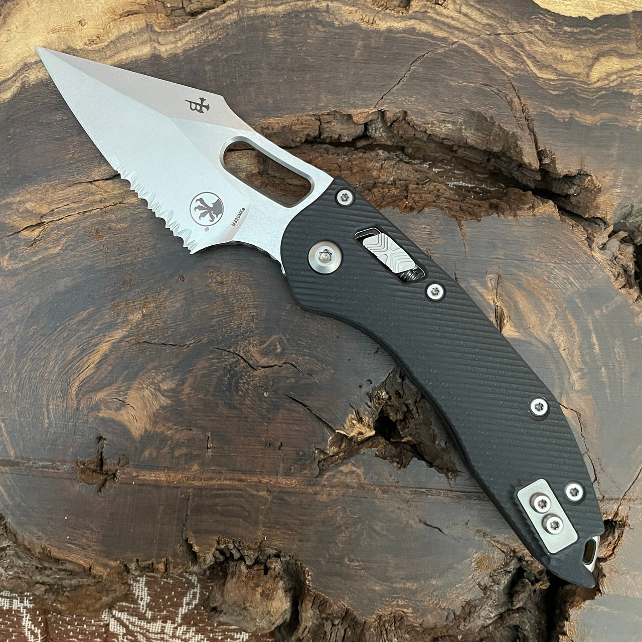 Microtech Borka Stitch Ram Lok Se Fluted Black G 10 Stonewash Serrated