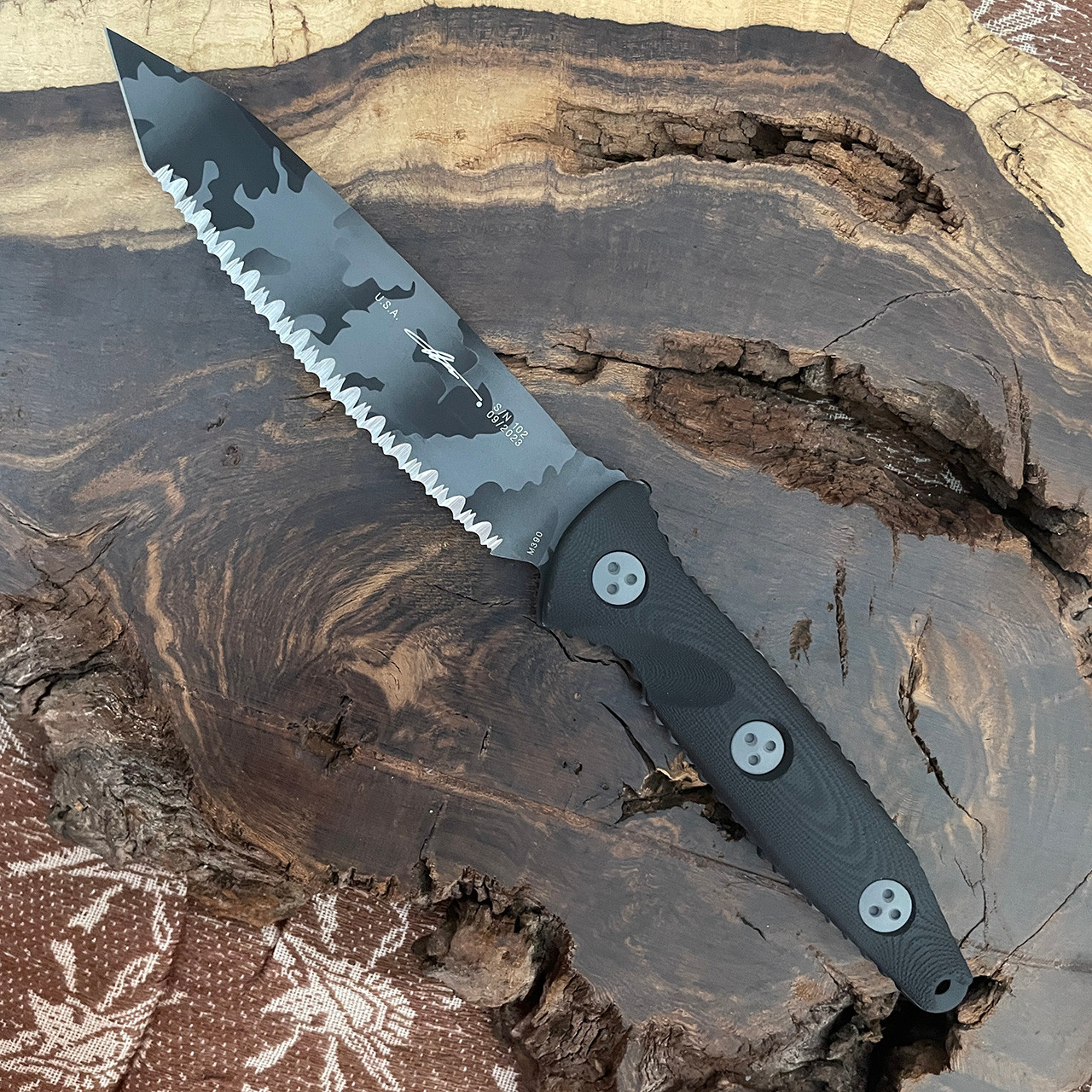 Microtech Socom Alpha T/E Urban Camo Full Serrated Signature Series 114 ...
