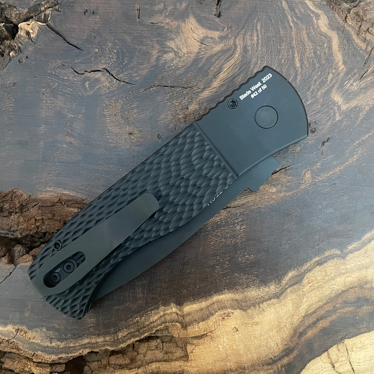 Pro Tech Emerson Cqc7 Auto Blade West 2023 Tanto Black Textured Handle