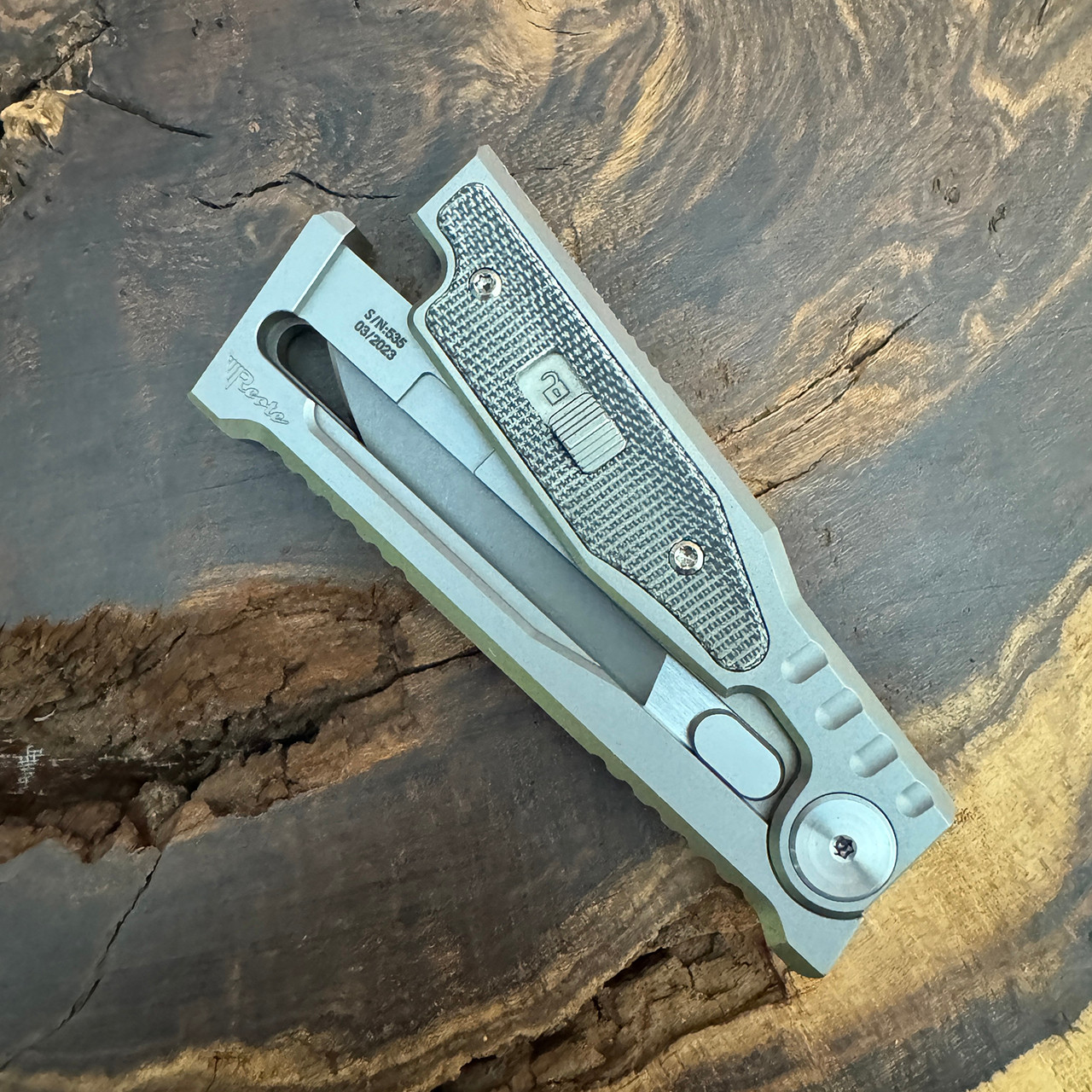 Reate Exo Mini Se Gravity Knife Titanium Handle W Black Micarta Inlay