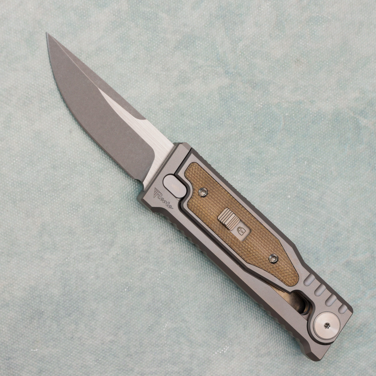Reate EXO Mini S/E Gravity Knife Titanium Handle w/ Green Micarta Inlay ...