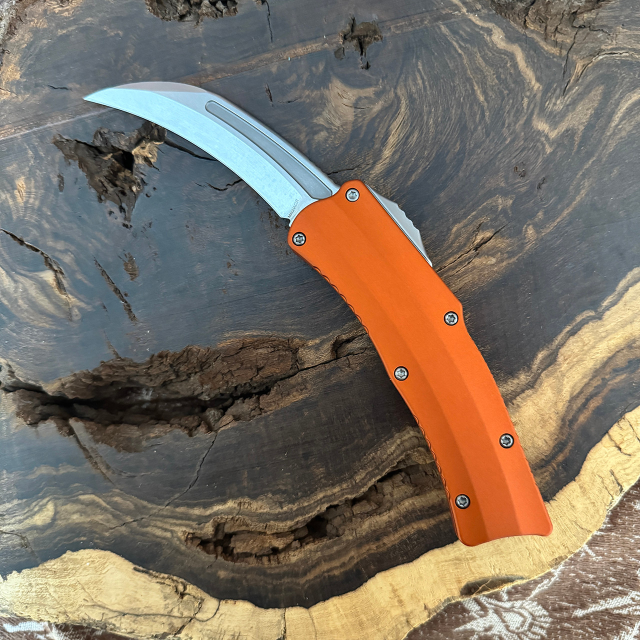 Heretic Knives Roc Curved Otf Orange Handle Stonewash Standard H060 2a