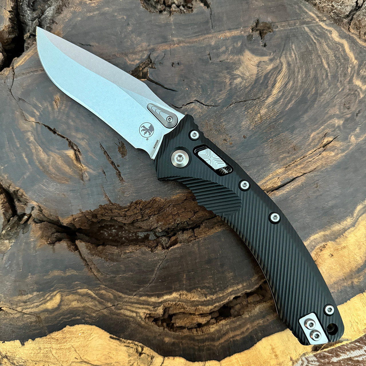 Microtech Amphibian Ram Lok Se Black Fluted Aluminum Stonewash