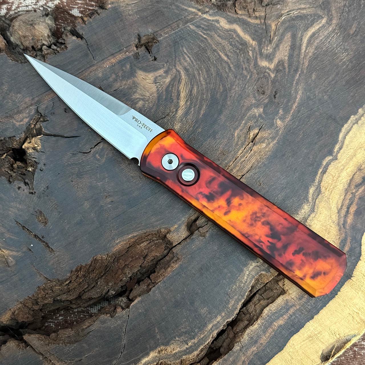 Pro-Tech Godson Del Fuego Custom Anodized Handle Stain Blade 721-DF1 ...