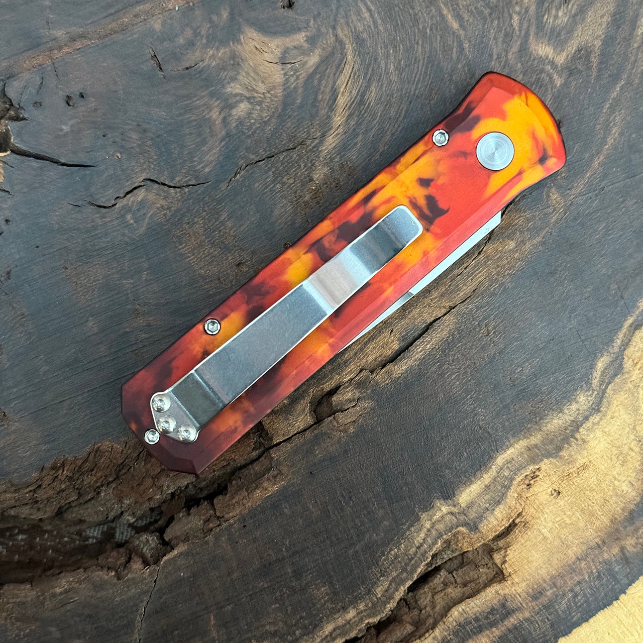 Pro-Tech Godson Del Fuego Custom Anodized Handle Stain Blade 721-DF1 ...