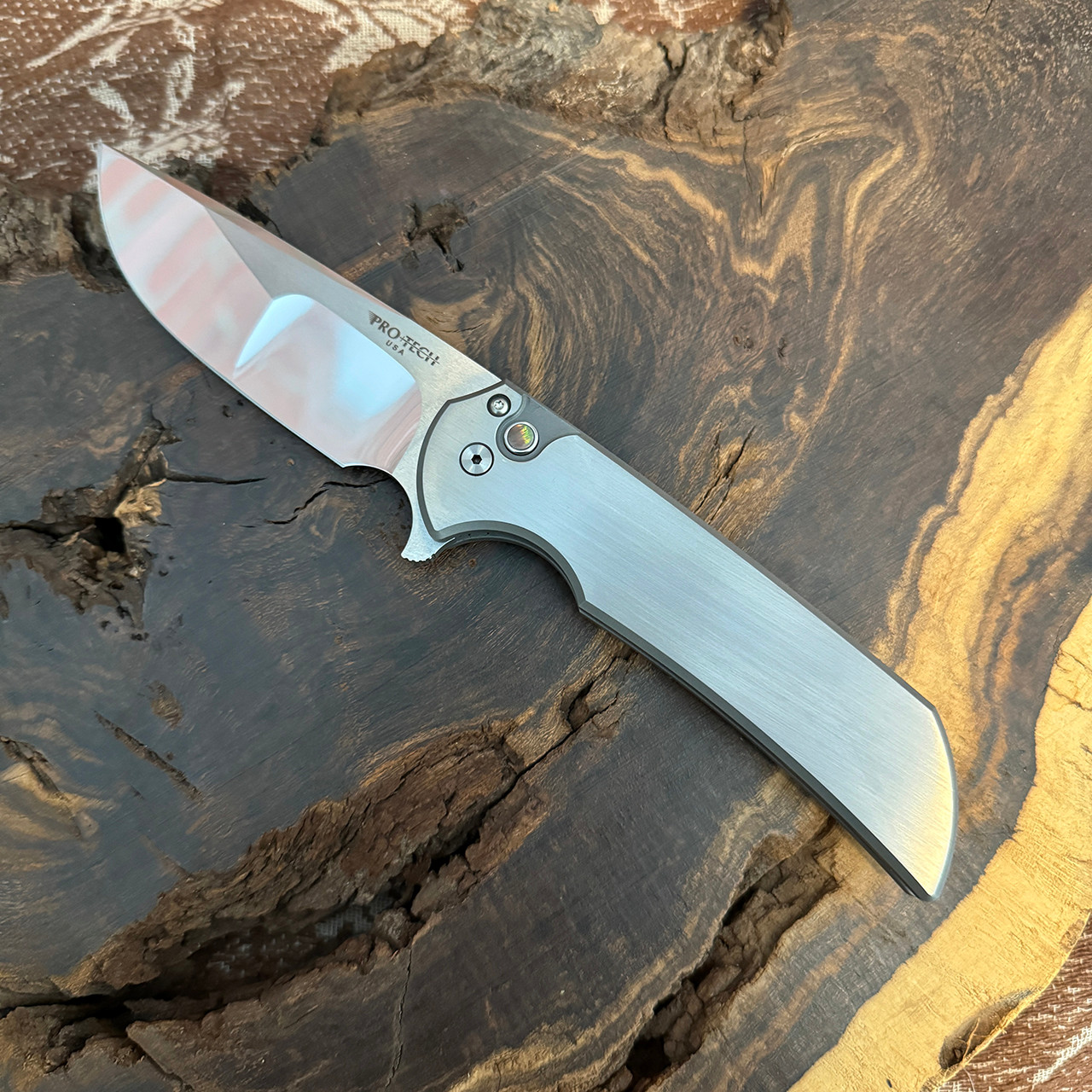 Pro Tech Mordax Button Lock Flipper 2023 Custom 001 17 4 Steel Two Tone