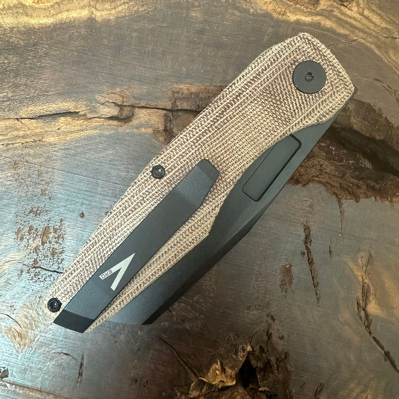Vero Engineering Axon Liner Lock Natural Micarta Handle DLC Blade ...