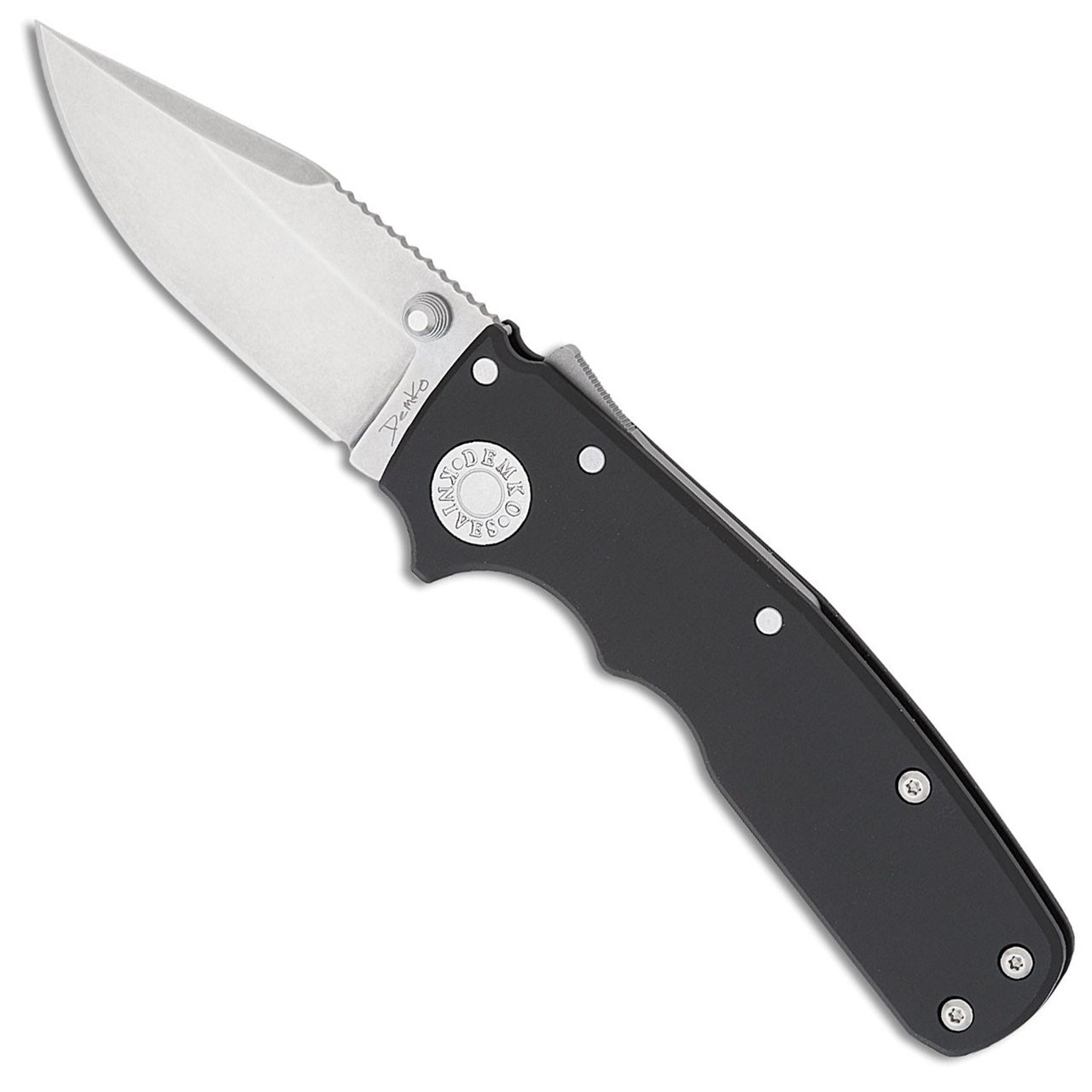 Demko AD-20.5 Shark Cub Shark Lock Black Aluminum Handle Stonewash Clip Point CPM-20CV Blade ...