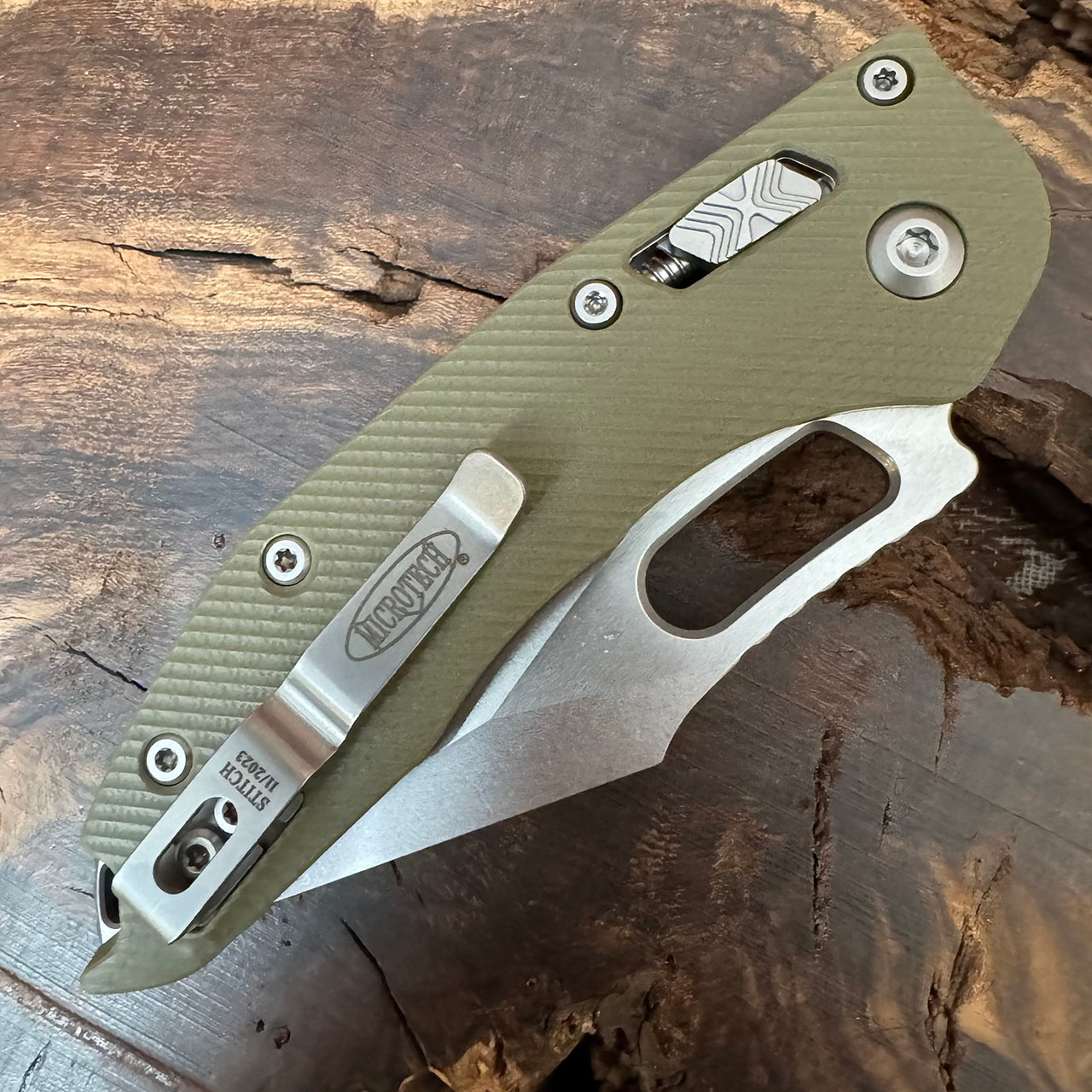 Microtech Borka Stitch Ram Lok Se Fluted Od Green G 10 Stonewash