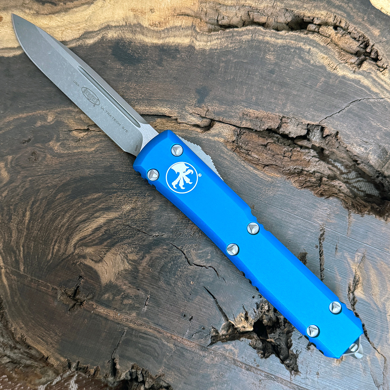 Microtech Ultratech S/E Blue Handle Apocalyptic Standard Blade 121 ...