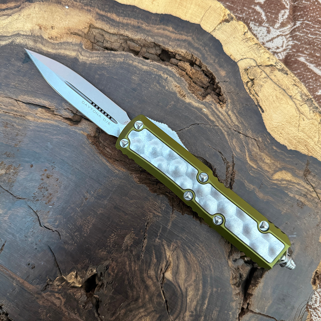 Microtech Daytona De Bubble Inlay Od Green Handle Stonewash Standard