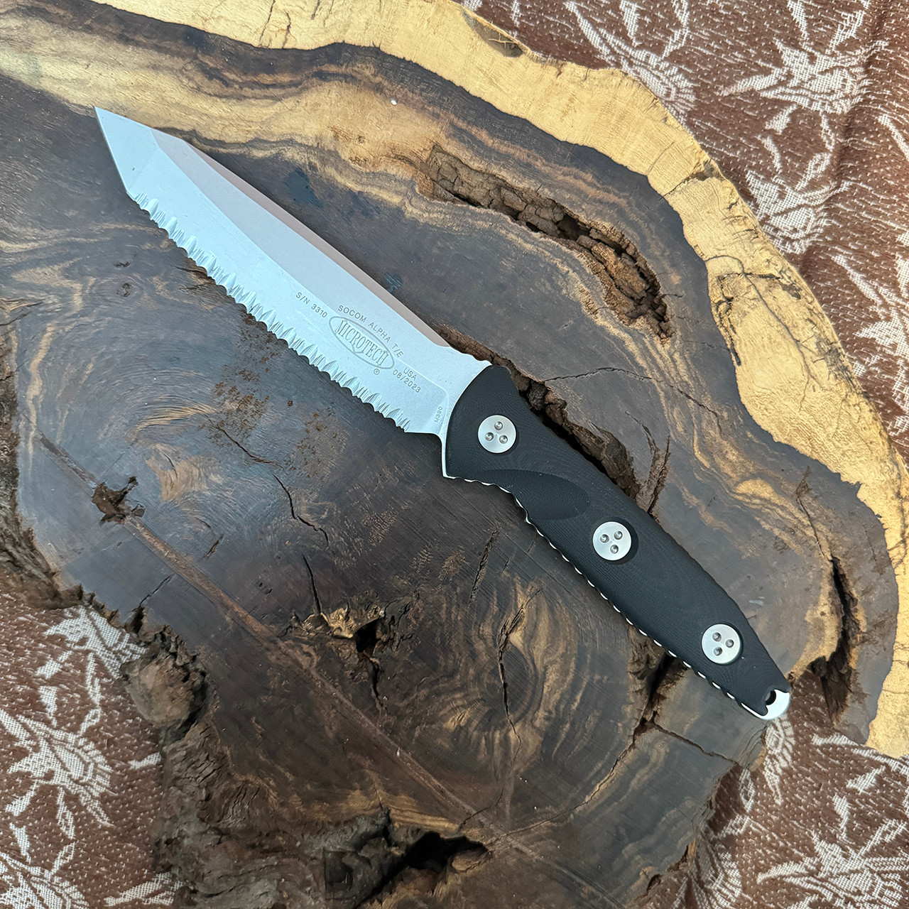 Microtech Socom Alpha T/E Stonewash Full Serrated 114-12 | American Edge Knives