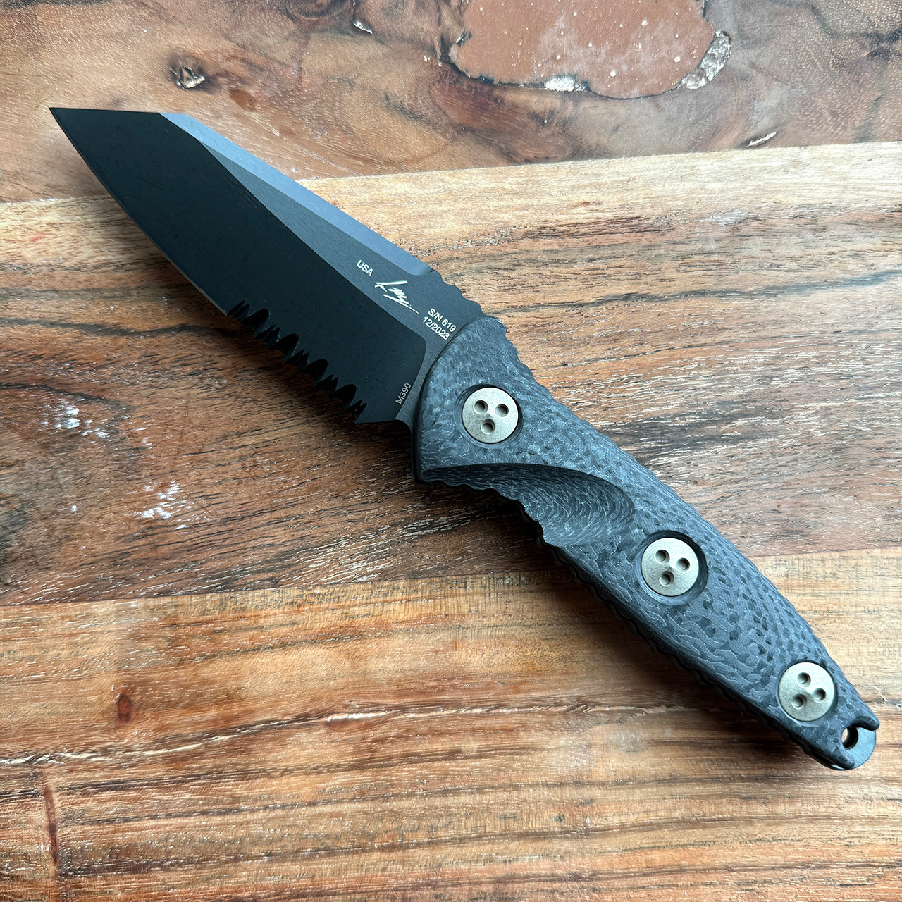 Microtech Socom Alpha Mini Warcom Carbon Fiber Dlc Serrated 93m 2dlccfs