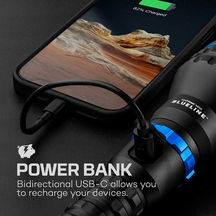Nebo Tools Luxtreme MZ60 BlueLine Flashlight USB-C Rechargeable Half ...