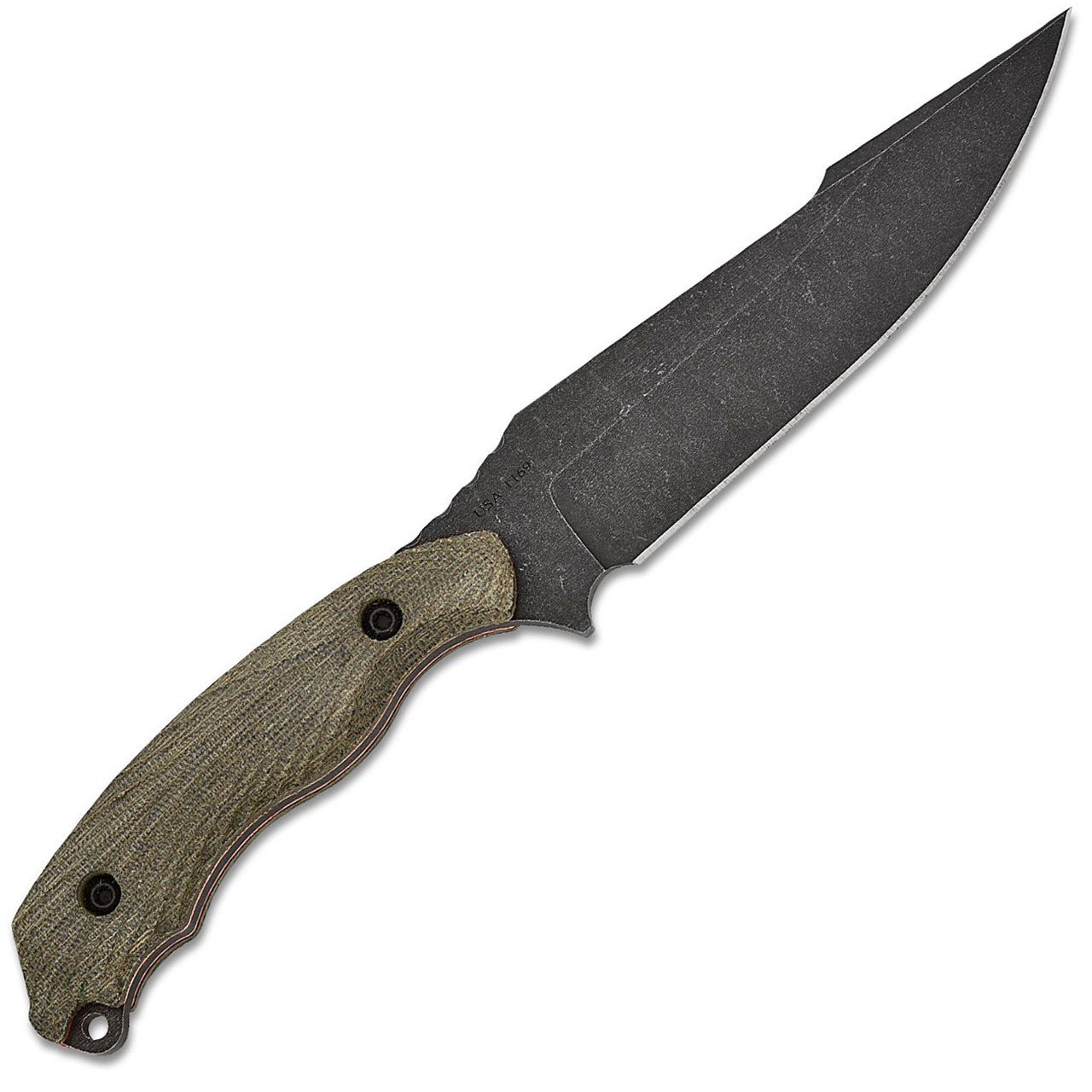 Toor Knives Raven Fixed Blade Green Canvas Micarta Handle Black Blade ...
