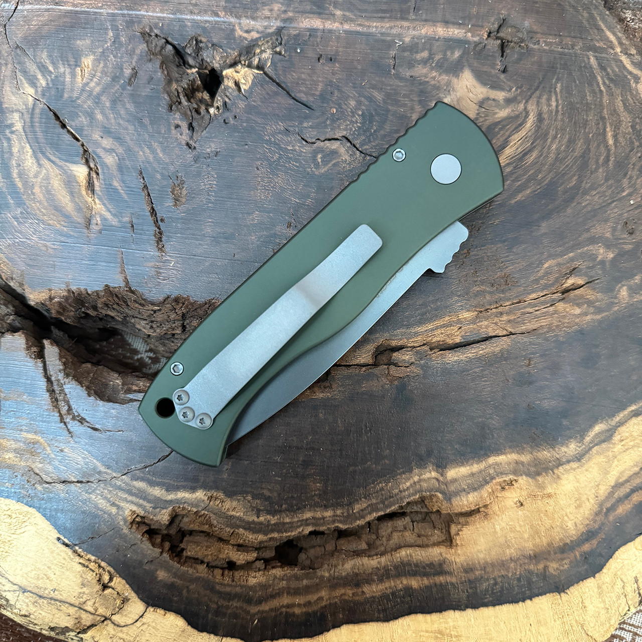 Pro-Tech Emerson CQC7 Auto Tanto SHOT SHOW 2024 Dark Green Handle Smoky ...