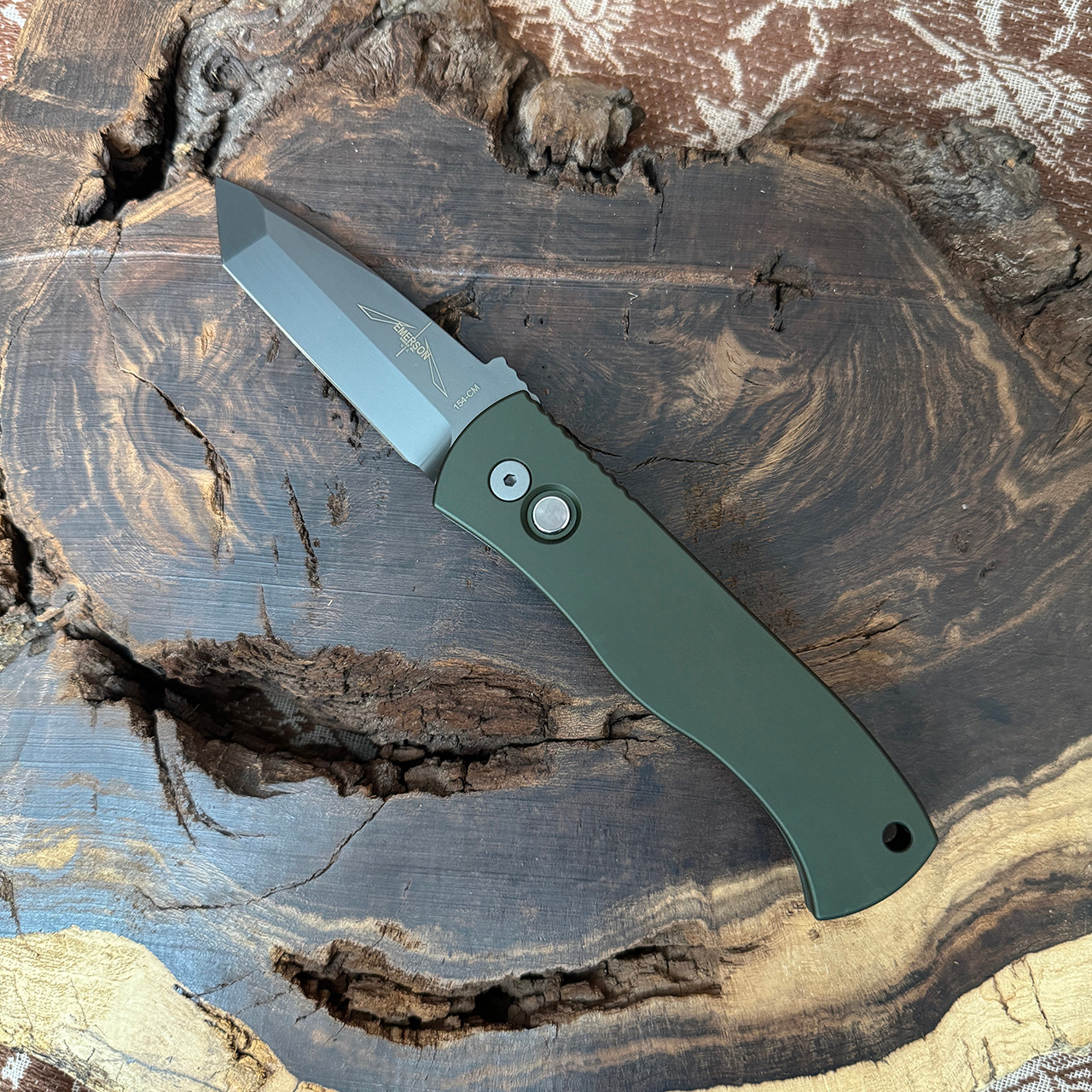 Pro-Tech Emerson CQC7 Auto Tanto SHOT SHOW 2024 Dark Green Handle Smoky ...
