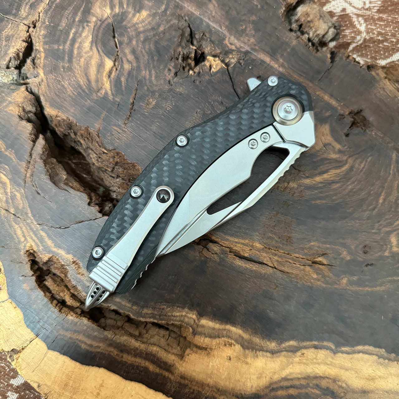 Microtech Matrix S/E Titanium Handle Carbon Fiber Scales w/ Bronze ...