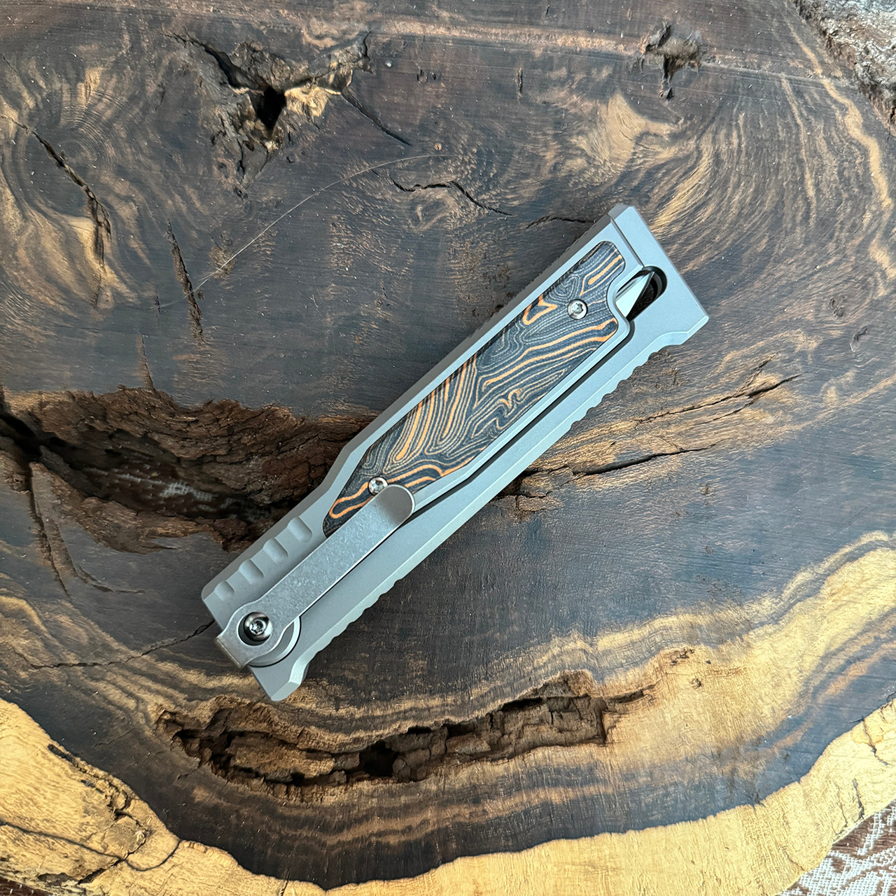 Reate Exo M De Gravity Knife Titanium Handle W Orange Black G10