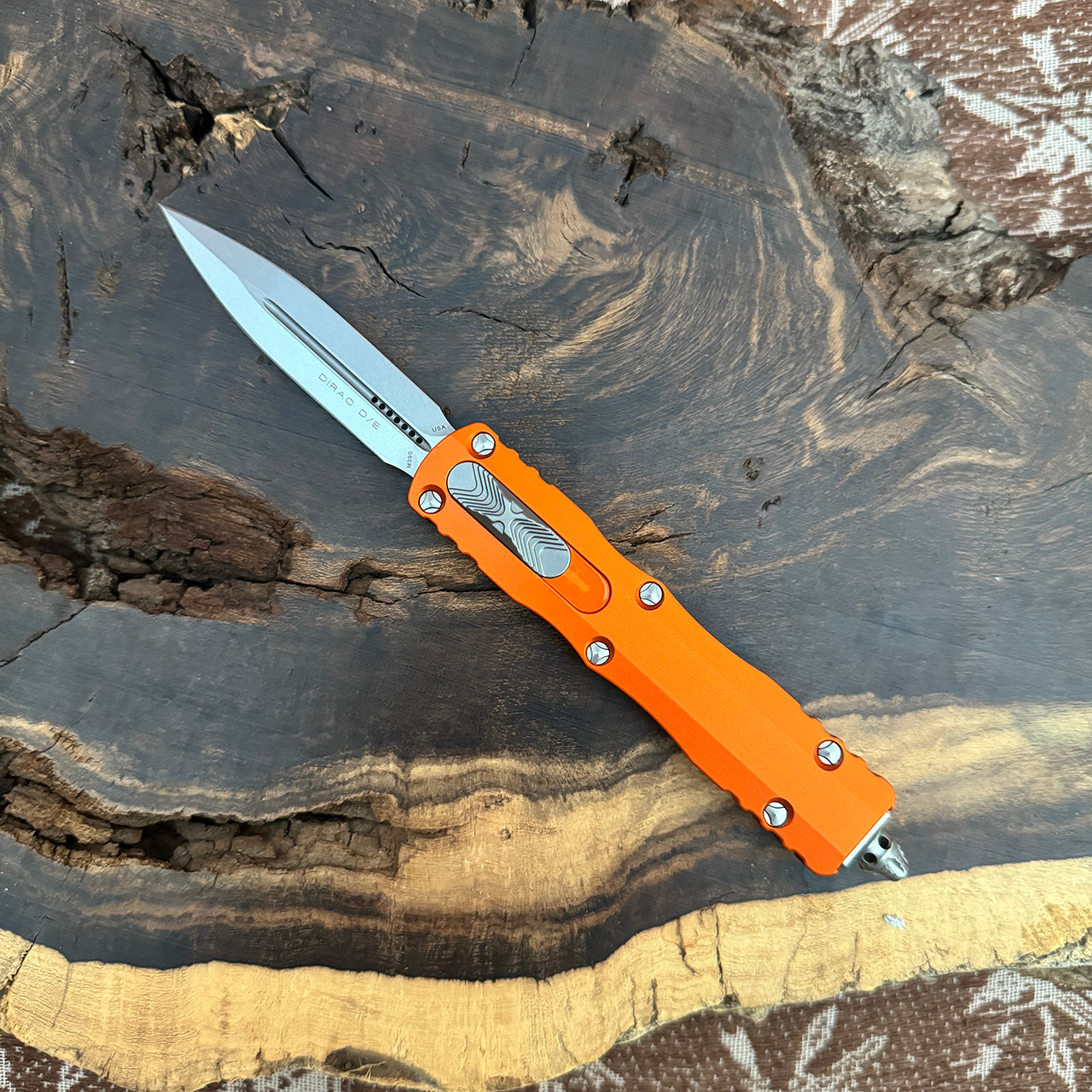 Microtech Dirac D/E Orange Stonewash Standard 225-10OR | American Edge ...