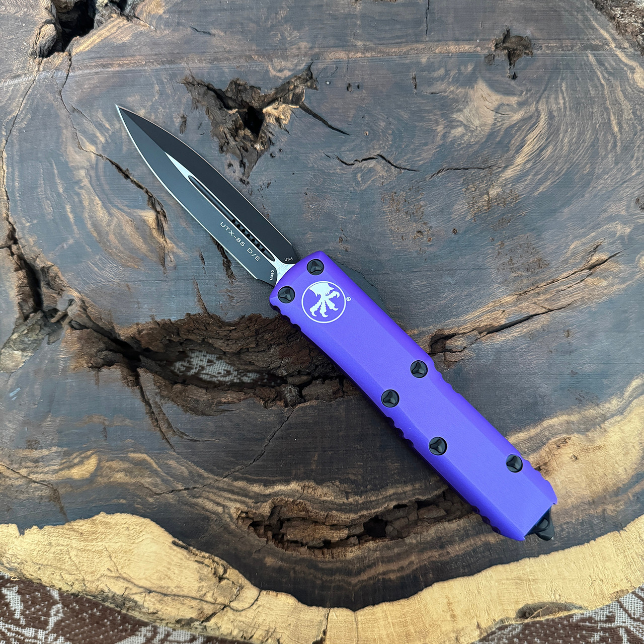 Microtech UTX-85 D/E Purple Standard 232-1PU | American Edge Knives