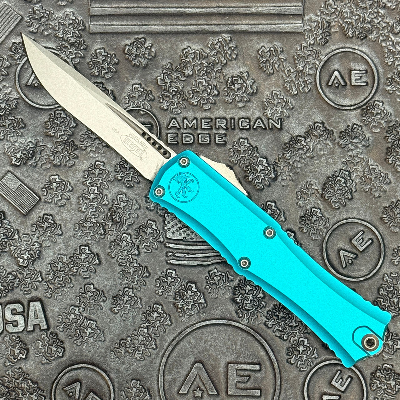 Microtech Hera II Mini Recurve Turquoise Stonewash Standard 1705M-10TQ ...