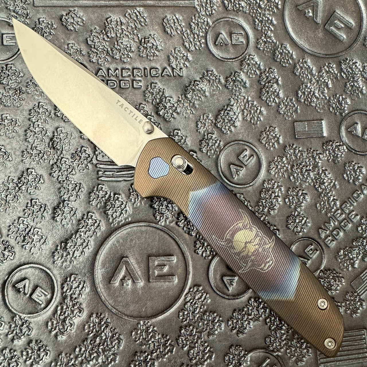 Tactile Knife Co. Maverick Crossbar Lock Oni Mask Engraved Bronze ...