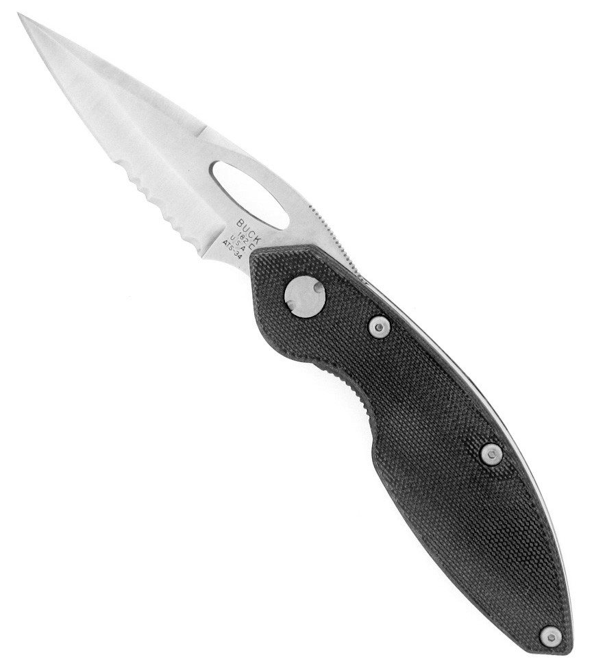 Buck Odyssey II Liner Lock Grey G-10 Serrated 182-FX | American Edge Knives