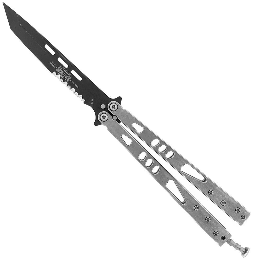 Microtech Tachyon II Balisong Butterfly T/E Titanium Black Serrated 172 ...