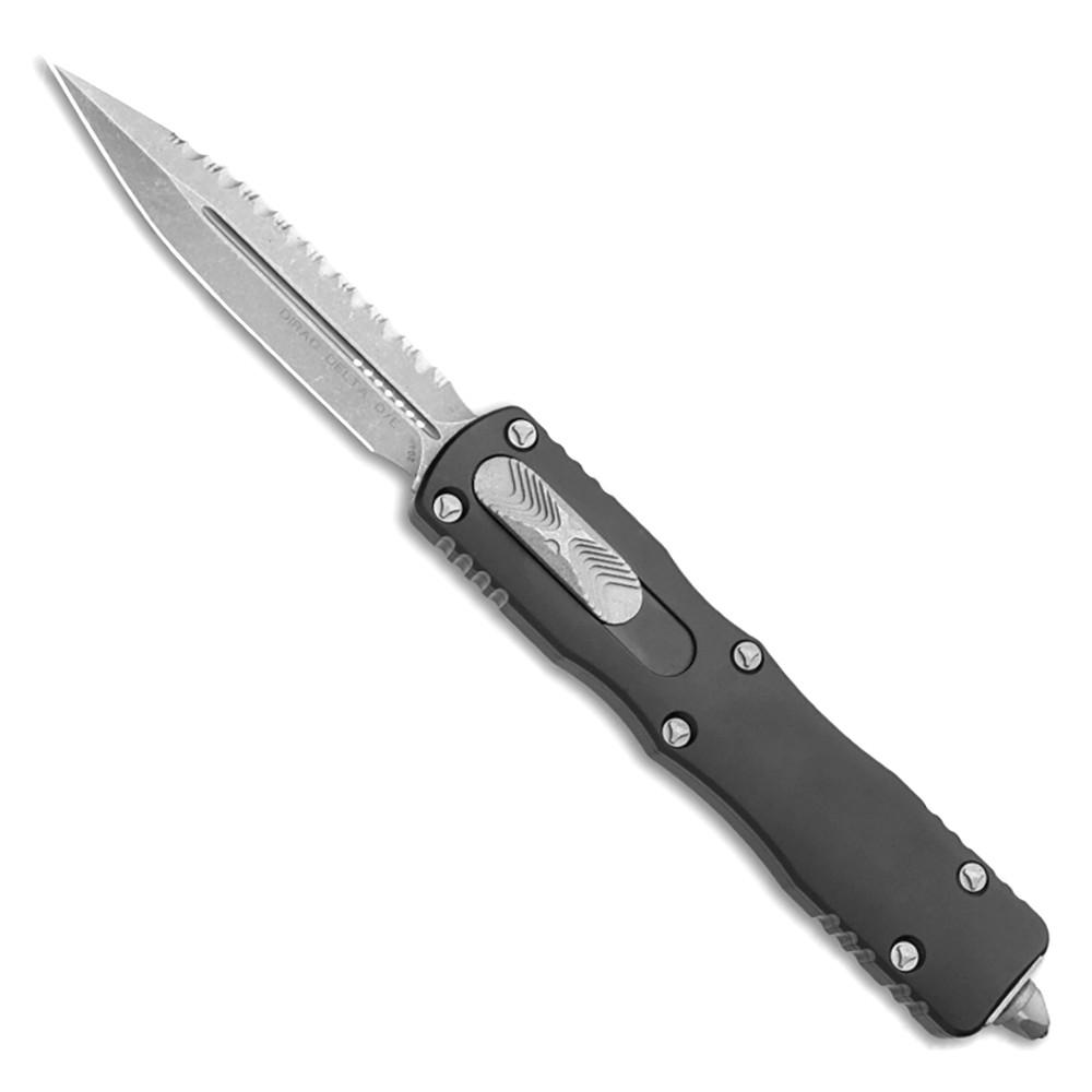Microtech Dirac Delta D/E Black Stonewash Full Serrated 227-12 ...